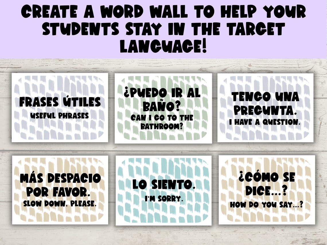 Spanish Key Useful Phrases Boho Posters Set | Frases Útiles | Word Wall ...