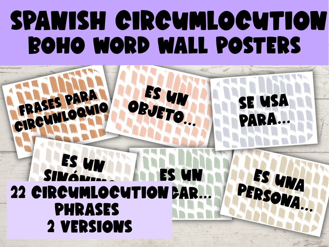 Spanish Circumlocution Phrases Boho Posters Set | Frases De ...