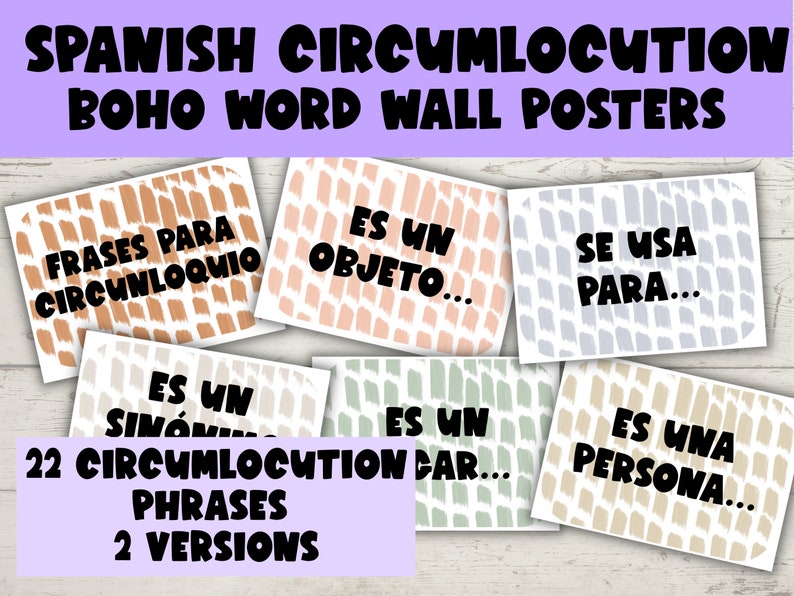 Spanish Circumlocution Phrases Boho Posters Set | Frases De ...