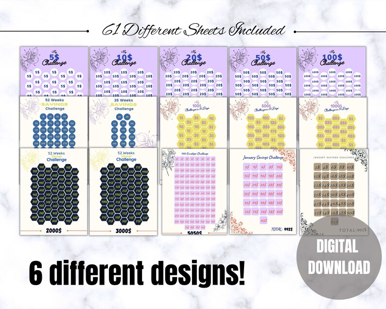 Savings Challenge Printable, Savings Challenge Bundle, A4 Savings ...