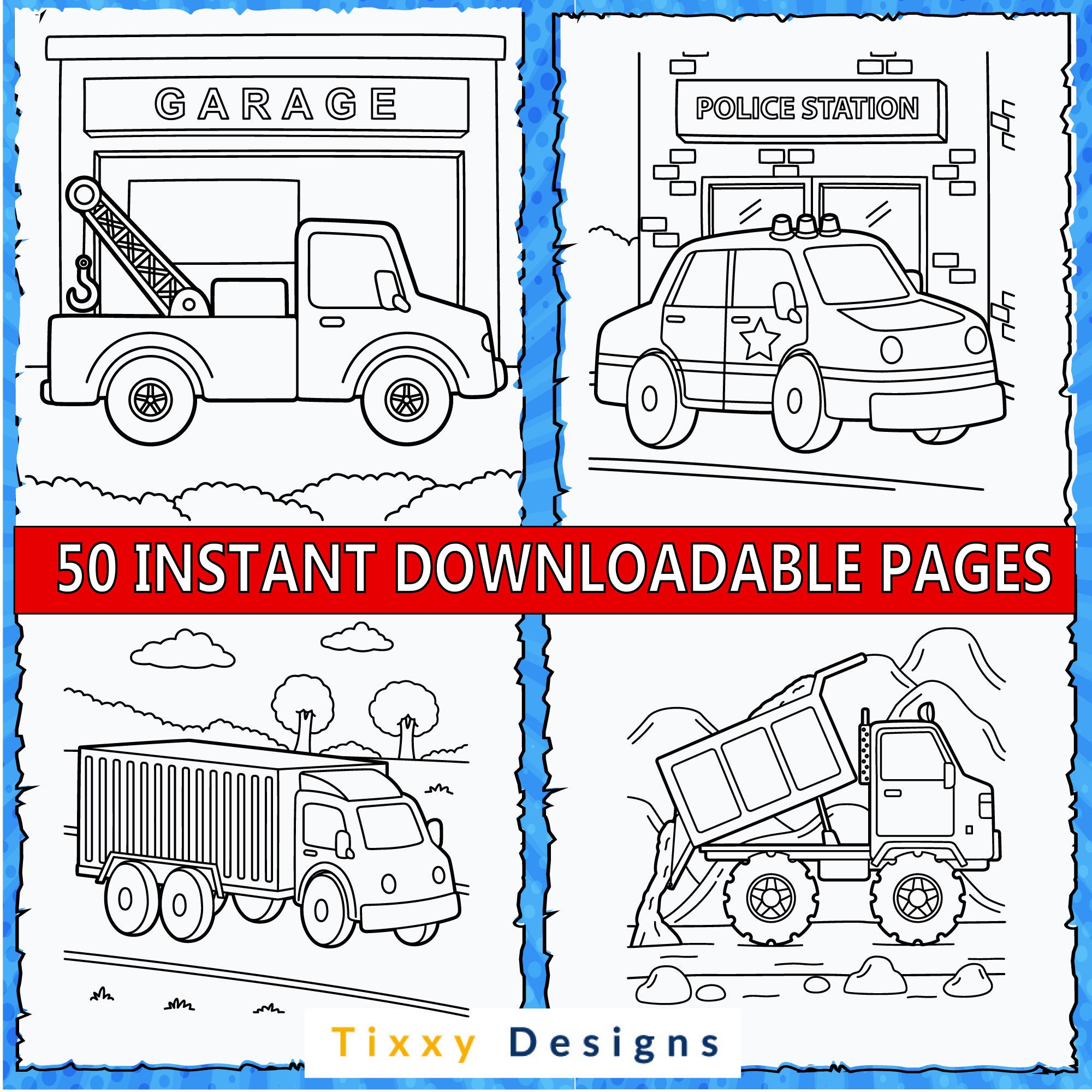 Vehicle Coloring Pages for Kids | 50 Printable Cars Coloring Book Pages ...