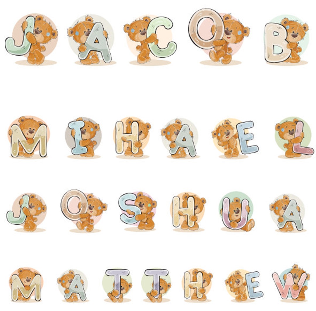 Digital Letters 24 Alphabet Letters Teddy Bear Digital - Etsy