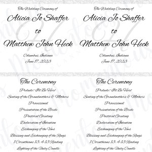 Wedding Ceremony Program Digital Template- 2 per Page, 11" X 8 1/2 ...