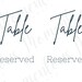 Table Numbers table 1-30 and Table Reserved Digital Template 2 per Page ...
