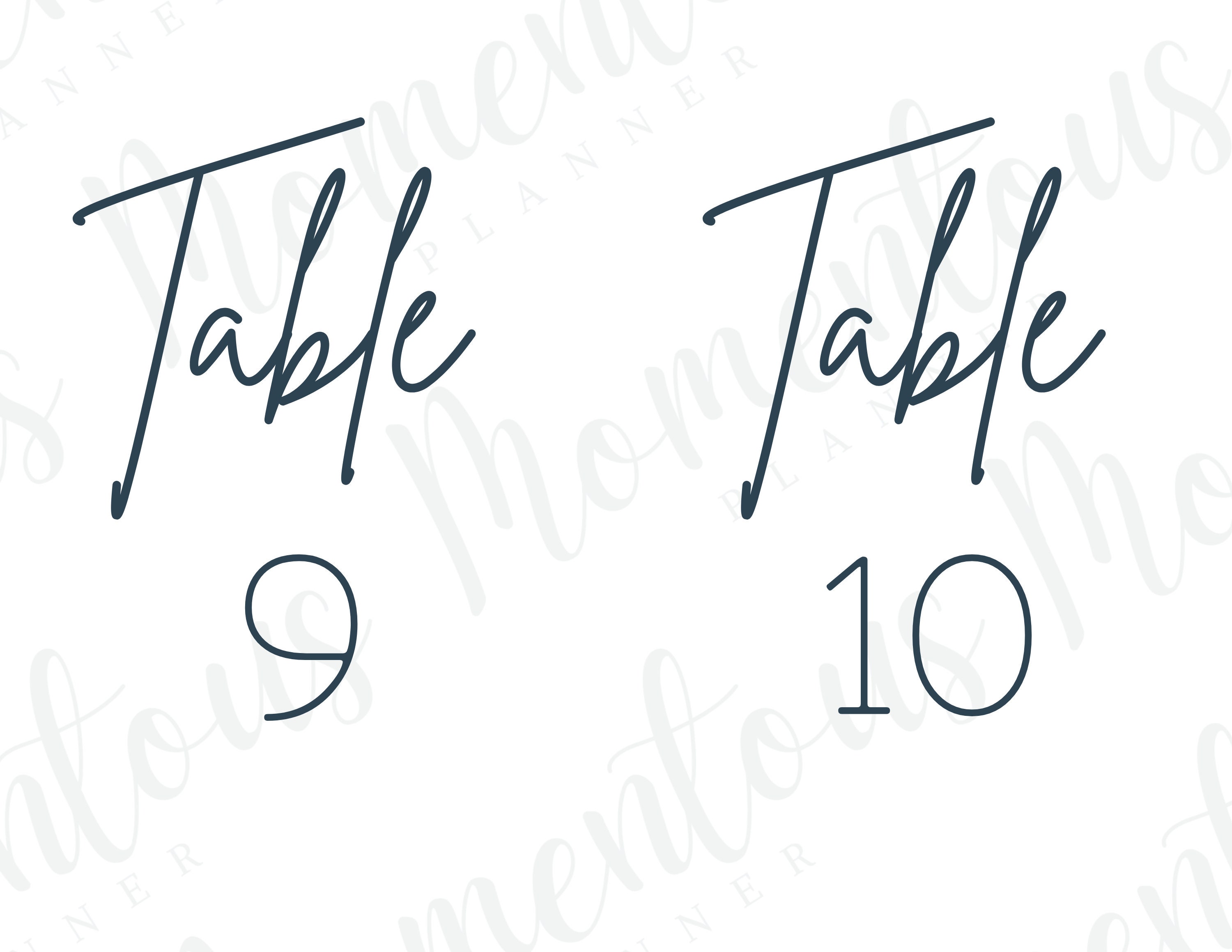 Table Numbers (table 1-30 and Table Reserved) Digital Template- 2 per ...