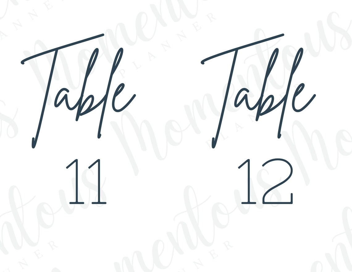Table Numbers (table 1-30 and Table Reserved) Digital Template- 2 per ...