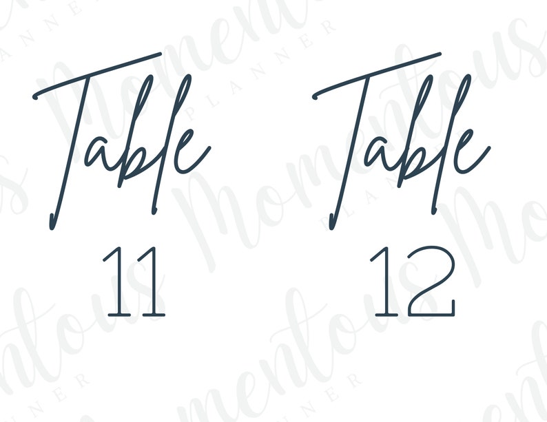 Table Numbers (table 1-30 and Table Reserved) Digital Template- 2 per ...