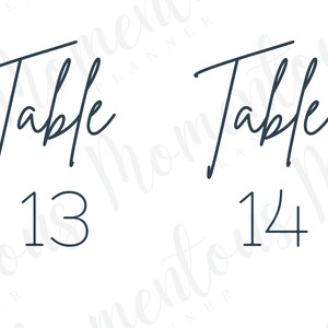 Table Numbers (table 1-30 and Table Reserved) Digital Template- 2 per ...