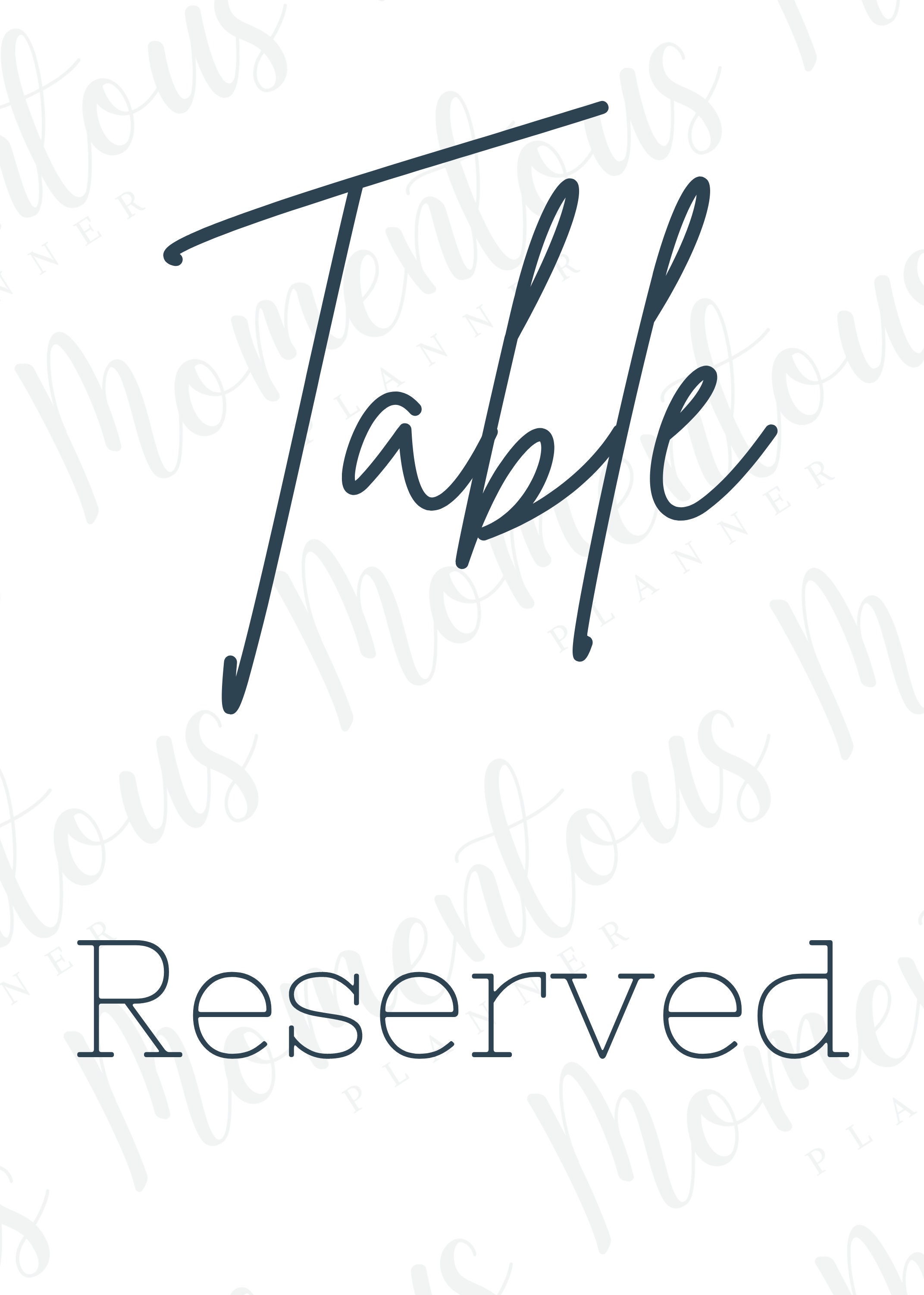 Table Numbers (table 1-30 and Table Reserved) Digital Template- 1 per ...
