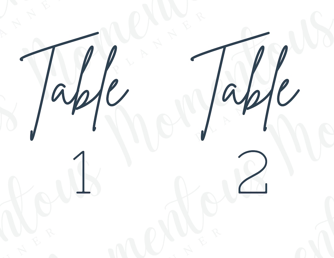 Table Numbers (table 1-30 and Table Reserved) Digital Template- 2 per ...