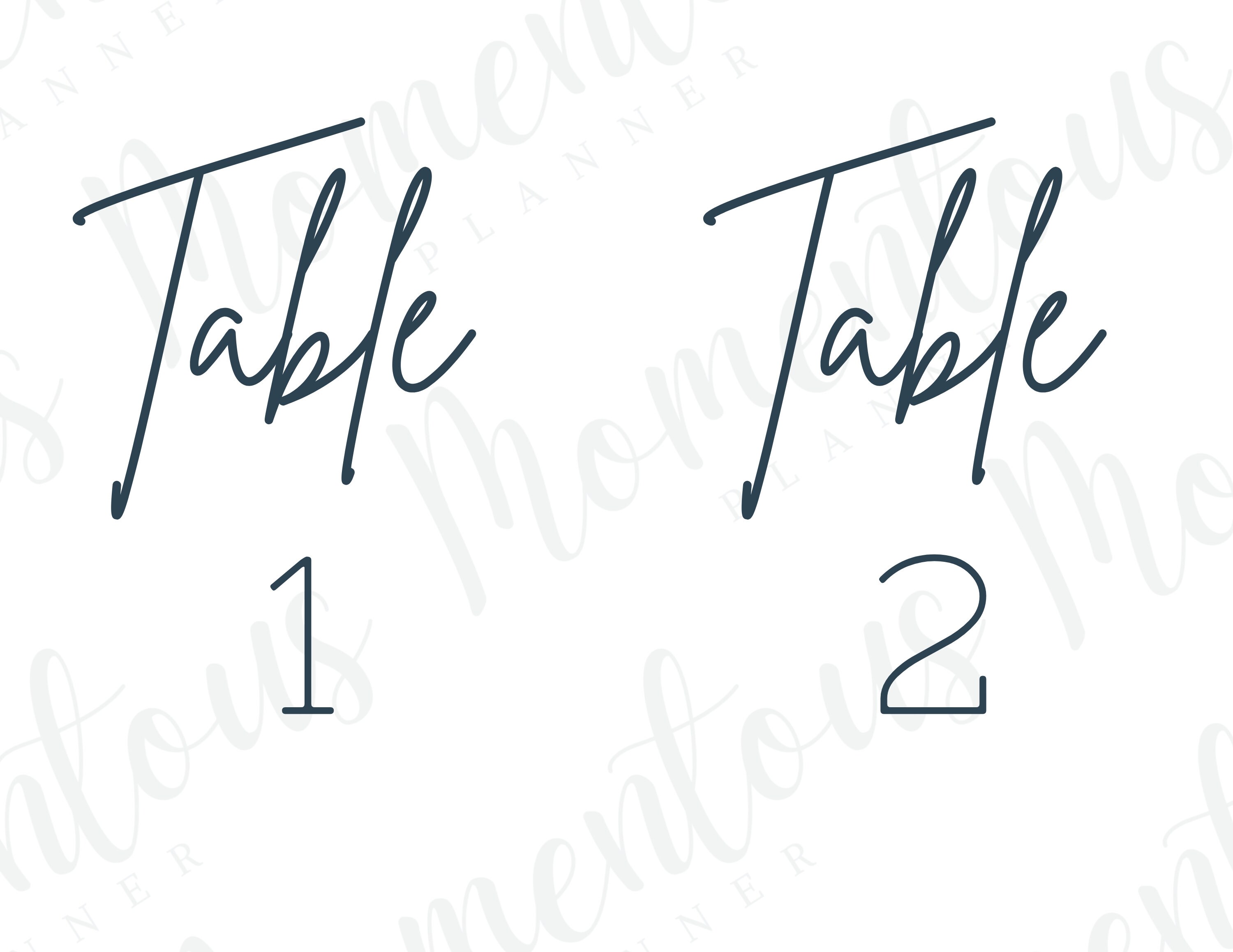 Table Numbers (table 1-30 and Table Reserved) Digital Template- 2 per ...