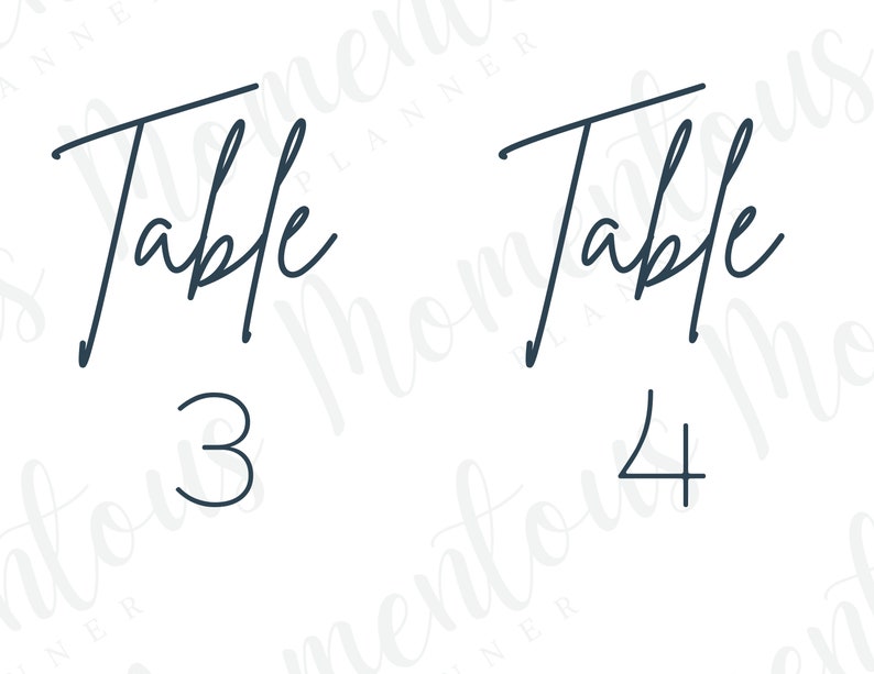 Table Numbers (table 1-30 and Table Reserved) Digital Template- 2 per ...