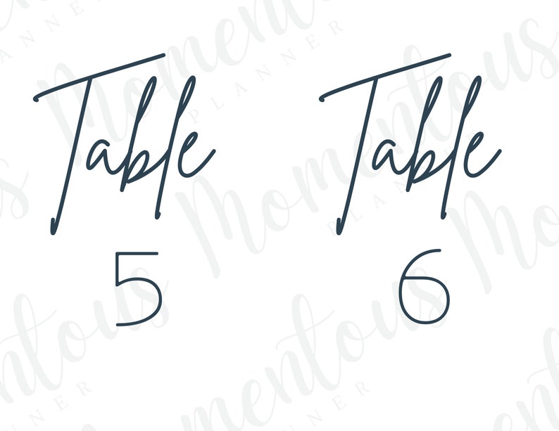 Table Numbers (table 1-30 and Table Reserved) Digital Template- 2 per ...