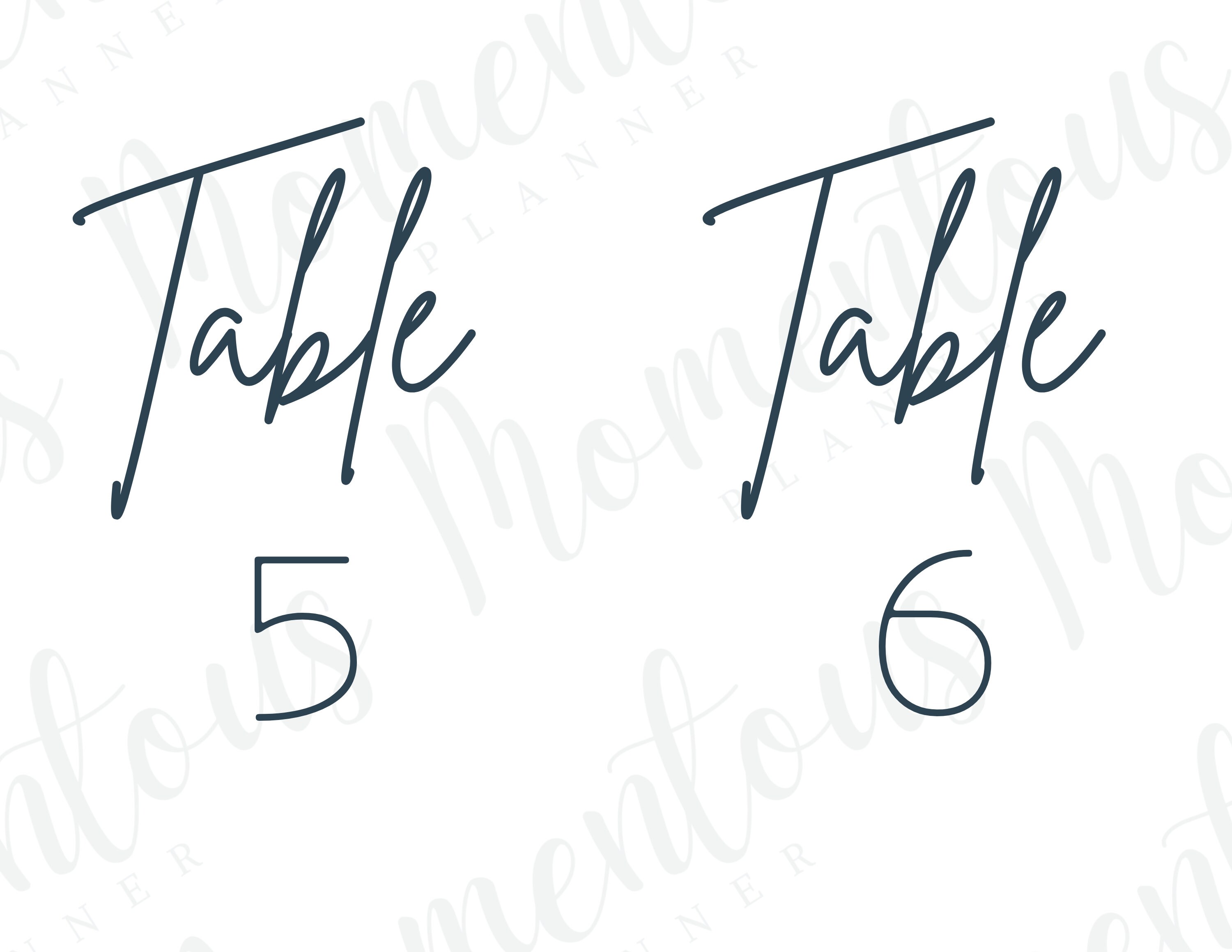Table Numbers (table 1-30 and Table Reserved) Digital Template- 2 per ...