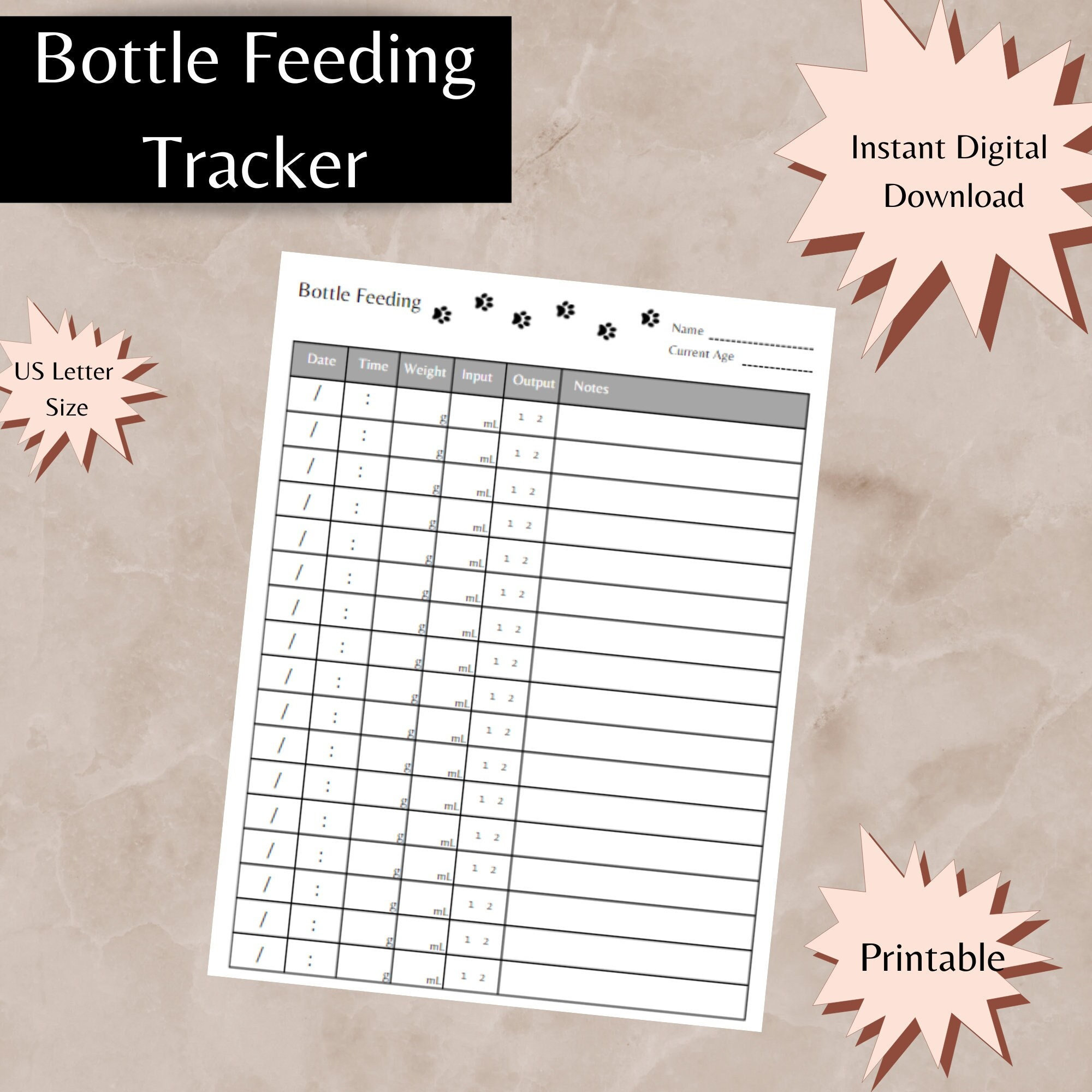 Foster Pet Bottle Feeding Tracker for Bottle Babies - Etsy