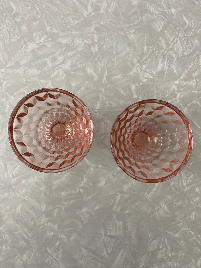 Jeanette Pink Depression Glass Cube Pattern set of 2 - Etsy