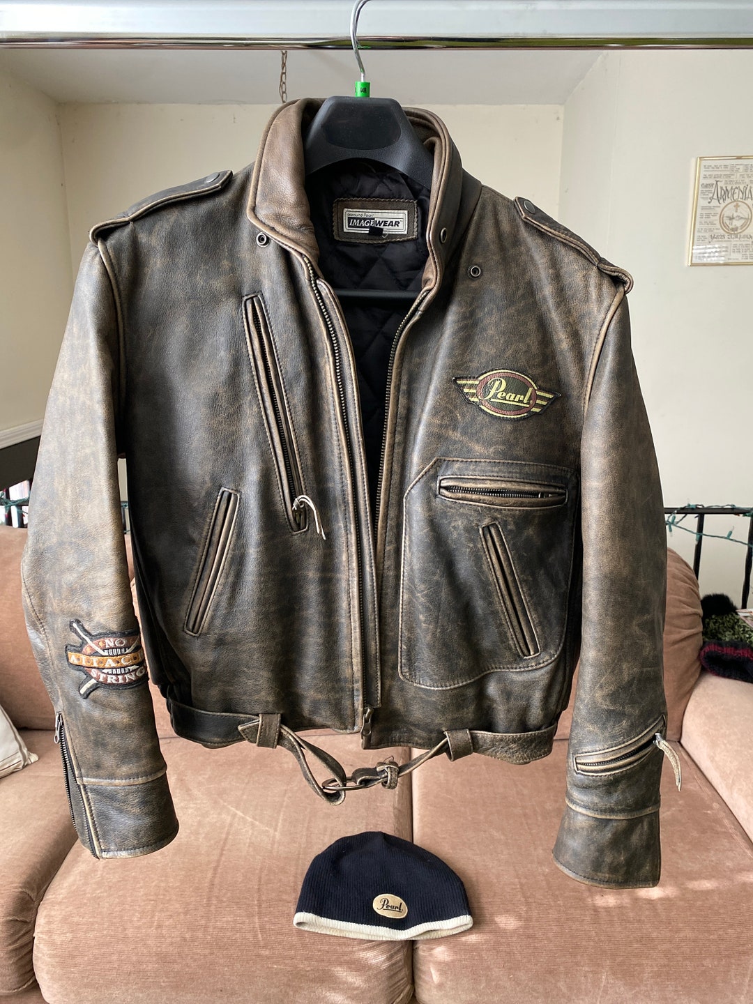 Pearl Leather Jacket - Size M - Etsy