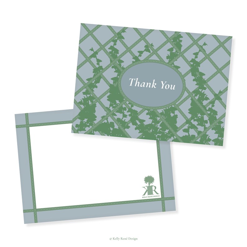 Thank You | Ivy Trellis Series Light Blue - Flat Cards & Envelopes - Etsy