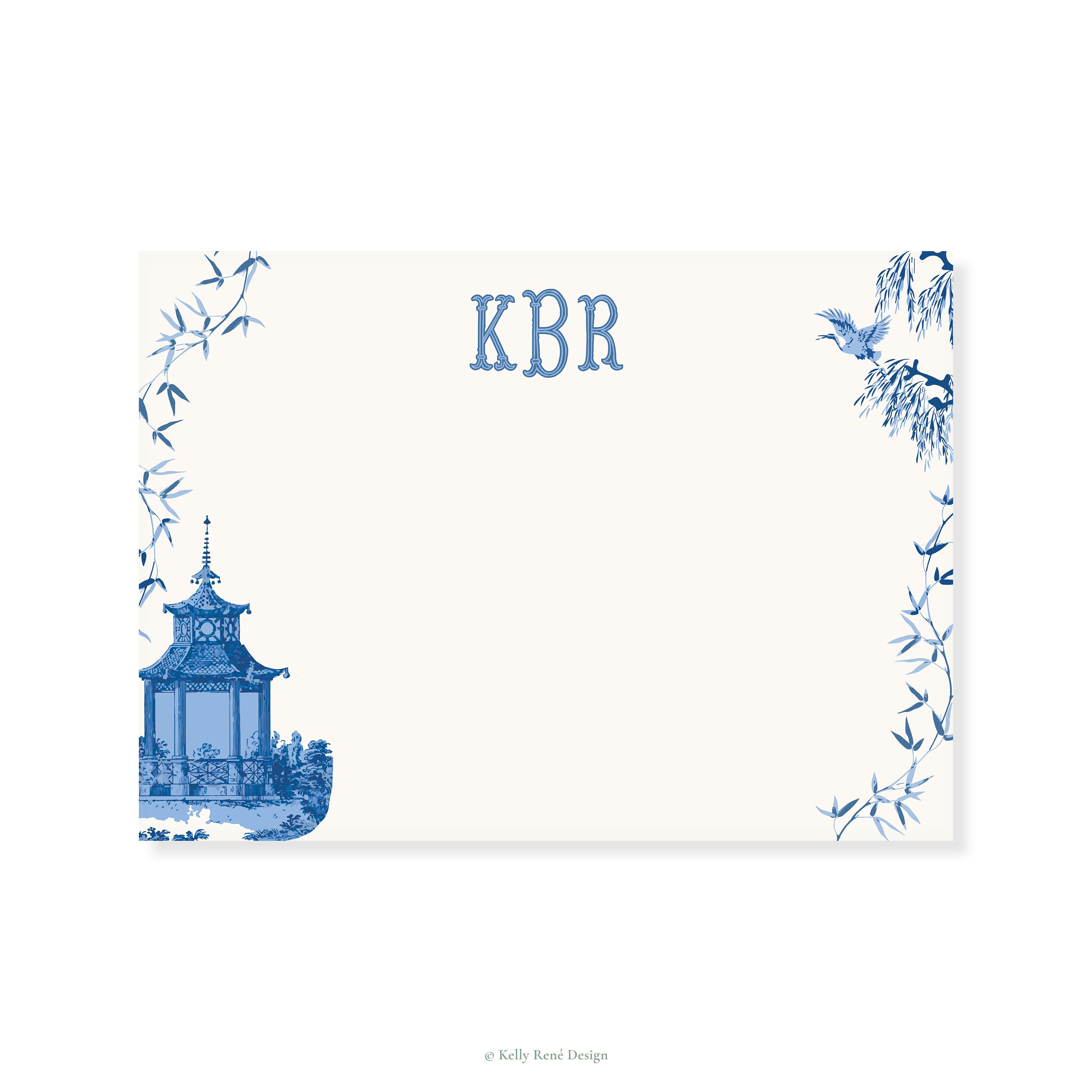 Personal Stationery Set – Blue and White Chinoiserie Toile – flat Cards ...