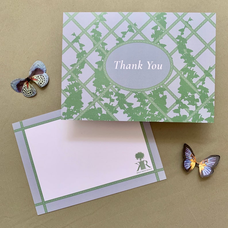 Thank You | Ivy Trellis Series Light Blue - Flat Cards & Envelopes - Etsy