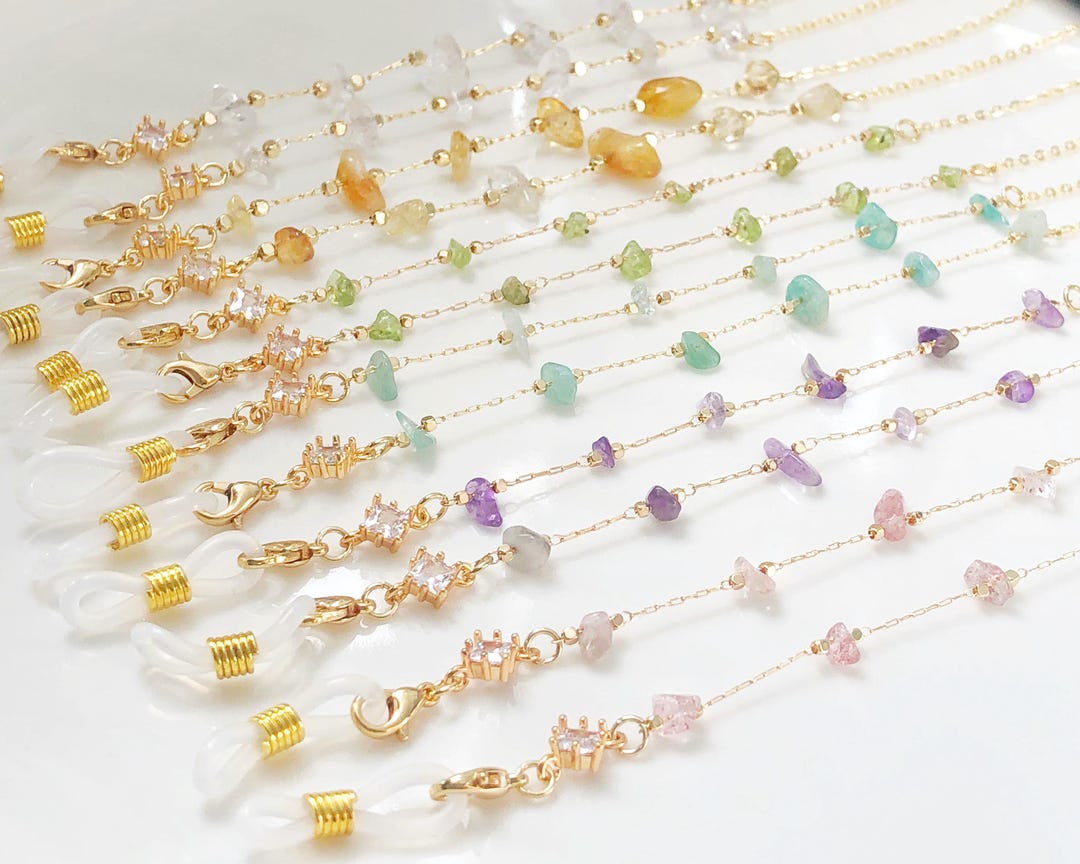 Dainty Colourful Quartz Glasses Chain, Delicate Sunglasses Chain ...
