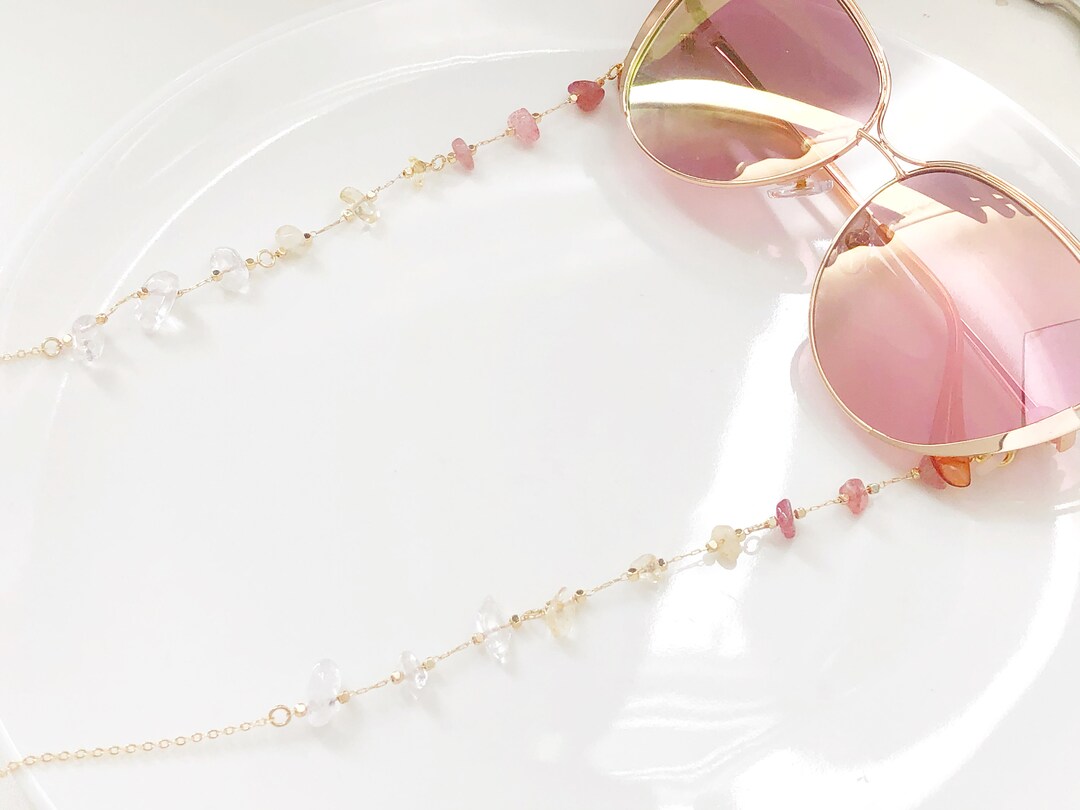Dainty Colourful Quartz Glasses Chain, Delicate Sunglasses Chain ...