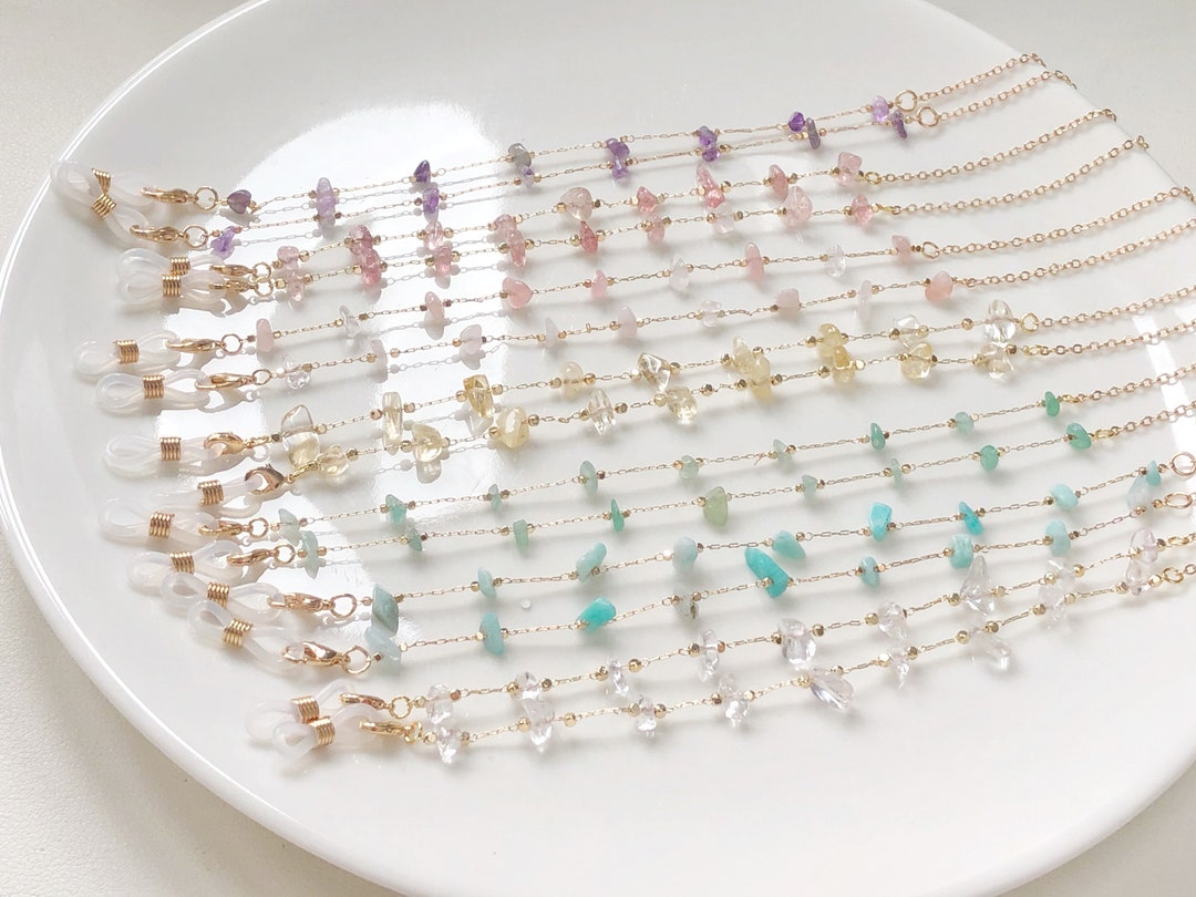 Dainty Colourful Quartz Glasses Chain, Delicate Sunglasses Chain ...