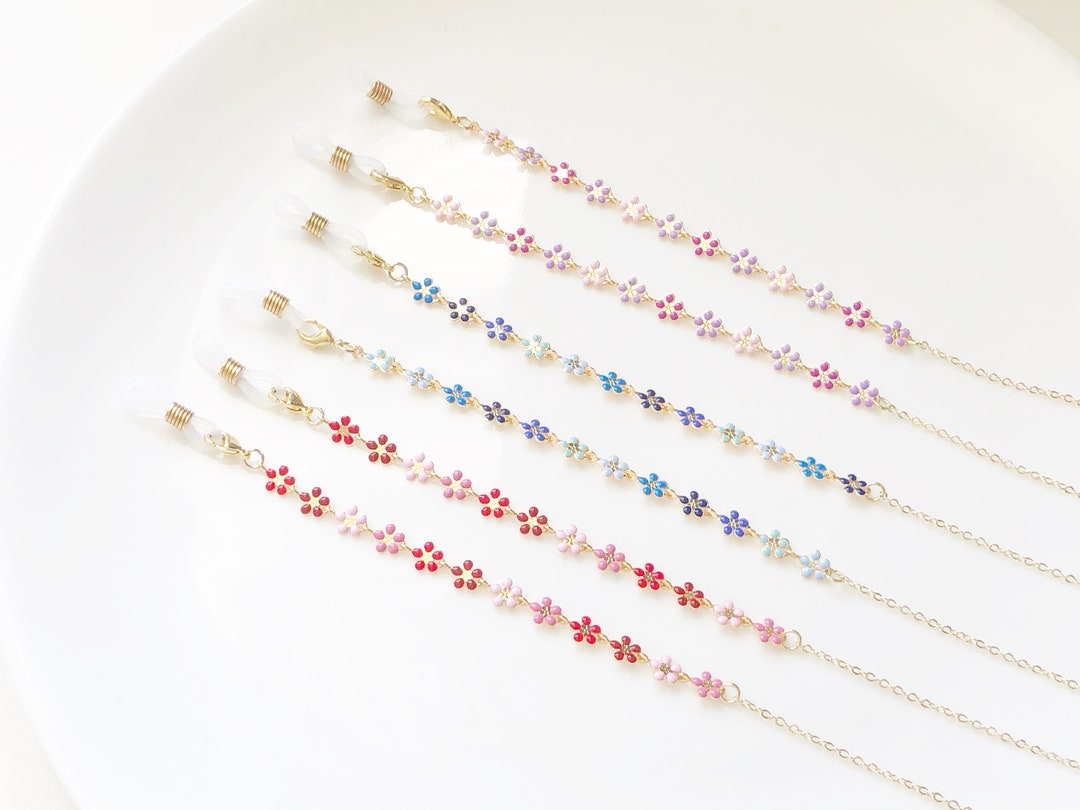 Dainty Colourful Flowers Glasses Chain, Delicate Sunglasses Chain ...