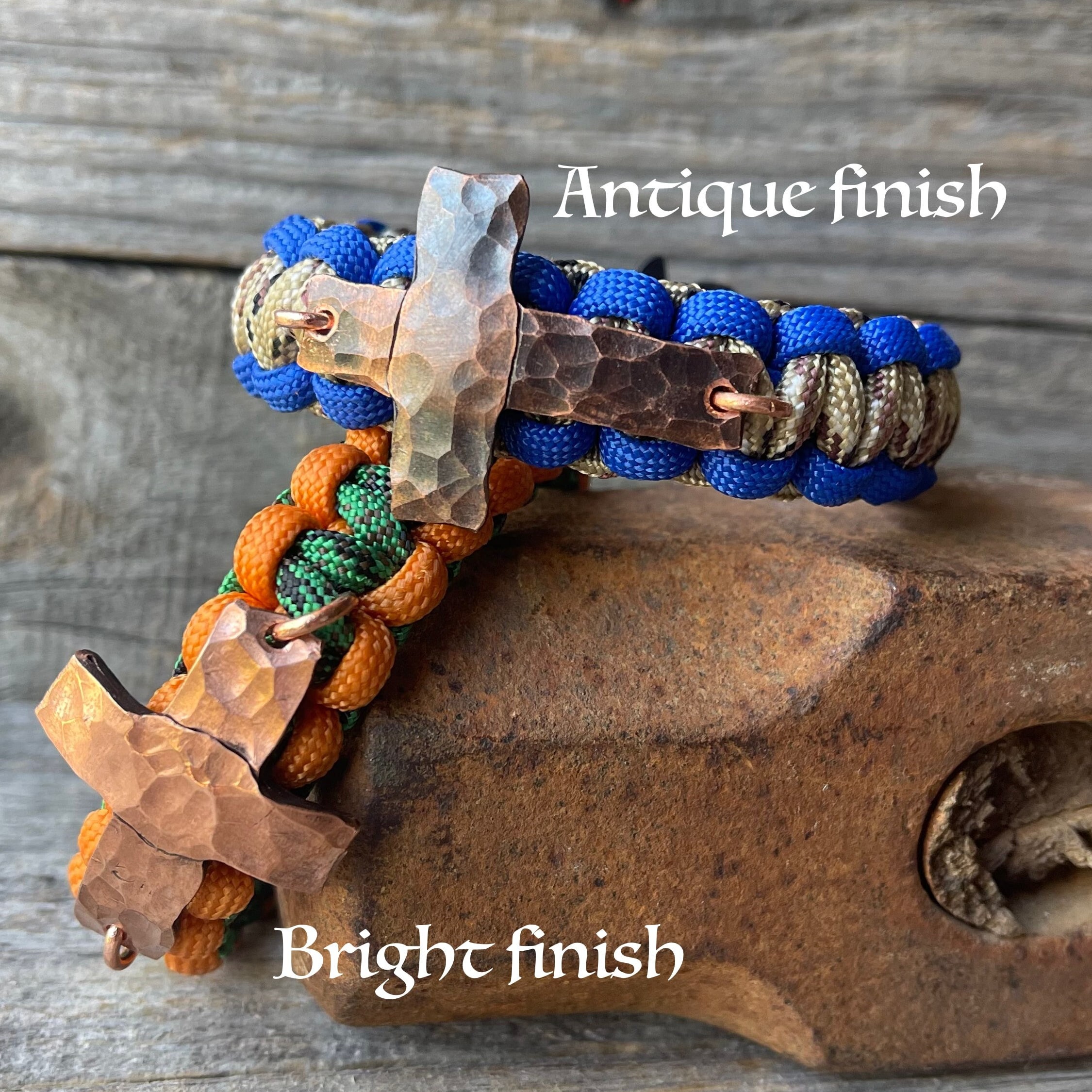 Custom Paracord Bracelet-solid Copper Cross-unique Handmade Jewelry ...