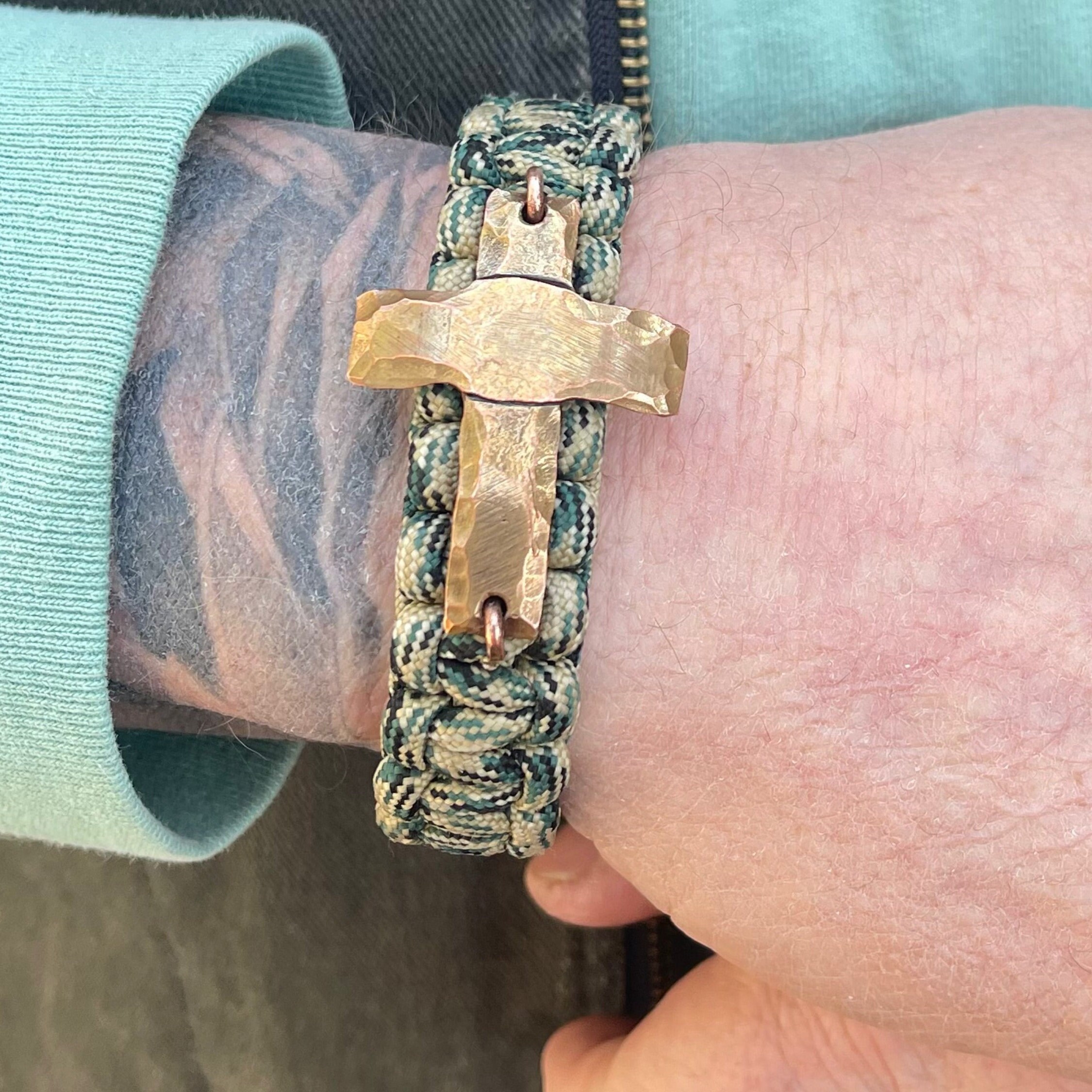 Custom Paracord Bracelet-solid Copper Cross-unique Handmade Jewelry ...