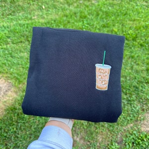 Embroidered Iced Coffee Cup Crewneck Sweatshirt: Coffee Lover Gift ...