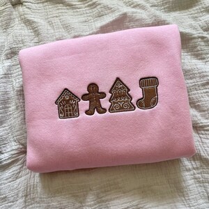 Christmas Gingerbread Man Cookie House Embroidered Sweatshirt Crewneck ...