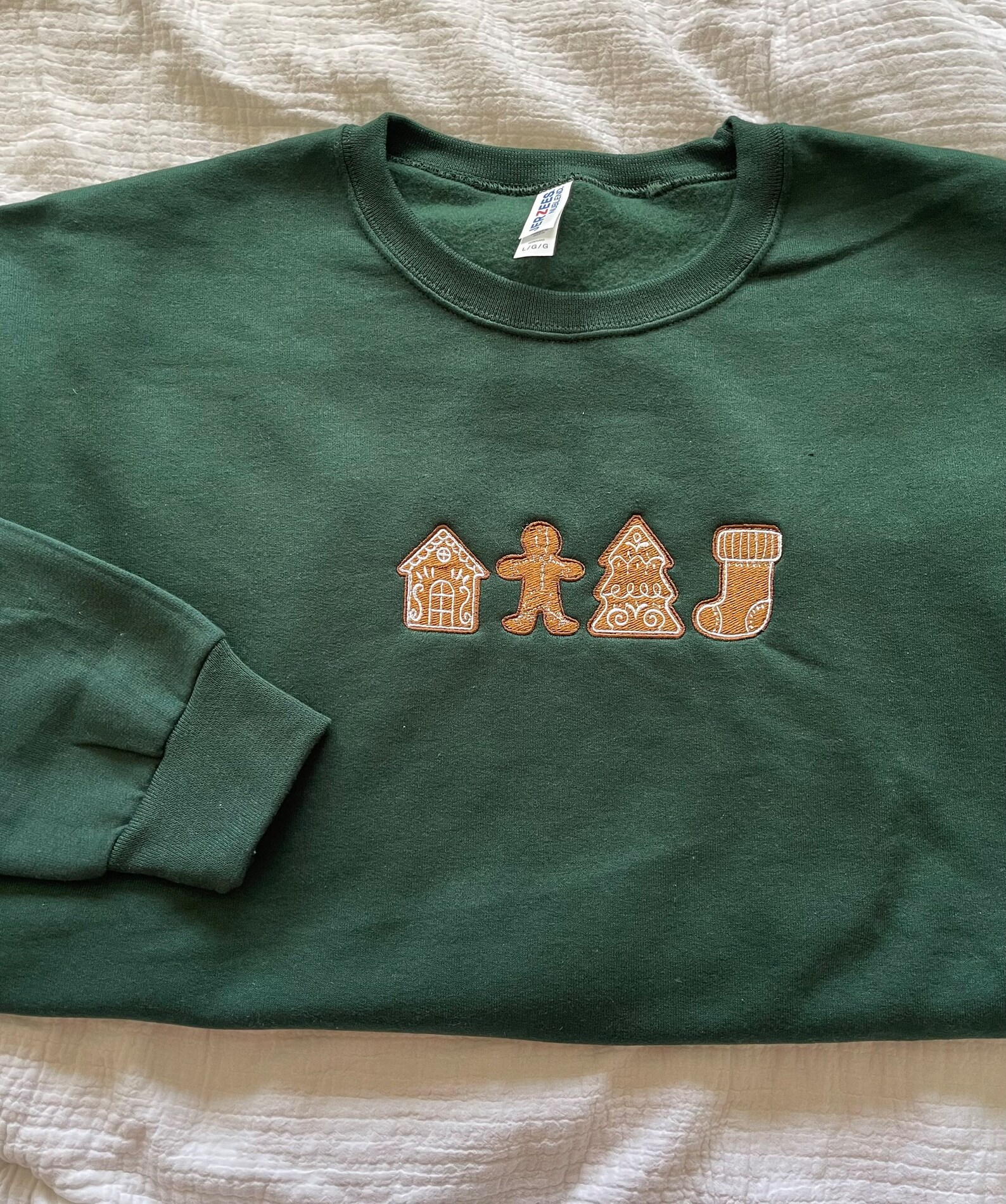 Christmas Gingerbread Man Cookie House Embroidered Sweatshirt Crewneck ...
