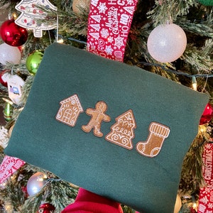 Christmas Gingerbread Man Cookie House Embroidered Sweatshirt Crewneck ...