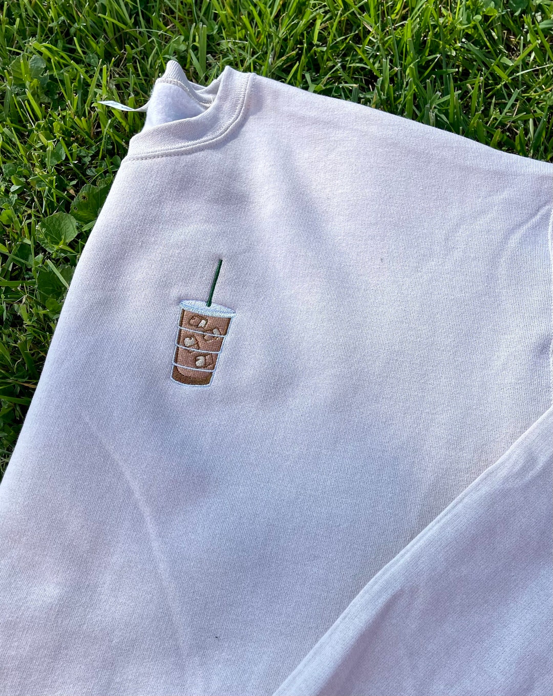 Embroidered Iced Coffee Cup Crewneck Sweatshirt: Coffee Lover Gift ...