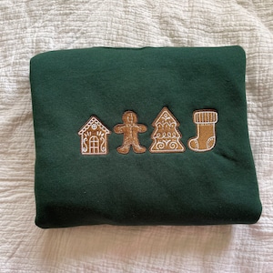 Christmas Gingerbread Man Cookie House Embroidered Sweatshirt Crewneck ...