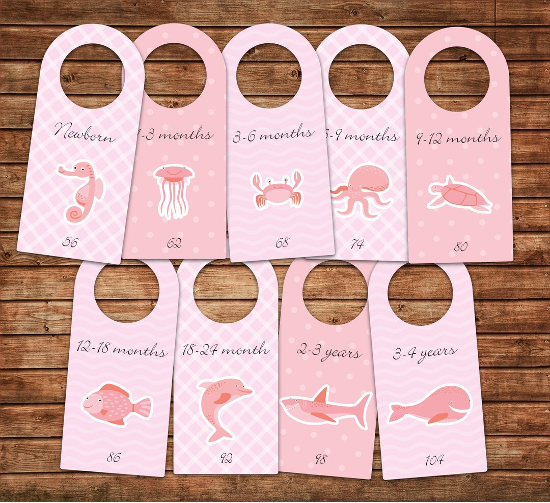 Cute PINK Sea Animals Closet Dividers, Baby Clothes Divider, Printable ...