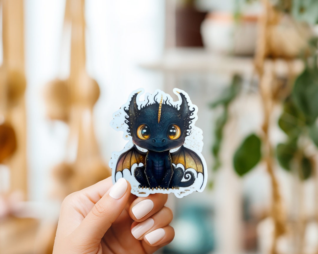 Cute Black Dragon Sticker//vinyl Sticker//waterproof Sticker// - Etsy