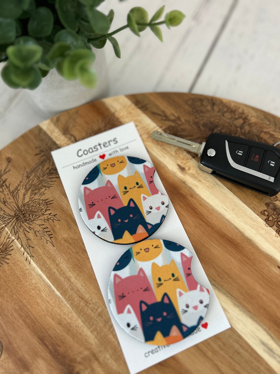 Colourful Cats Car Coaster - Etsy