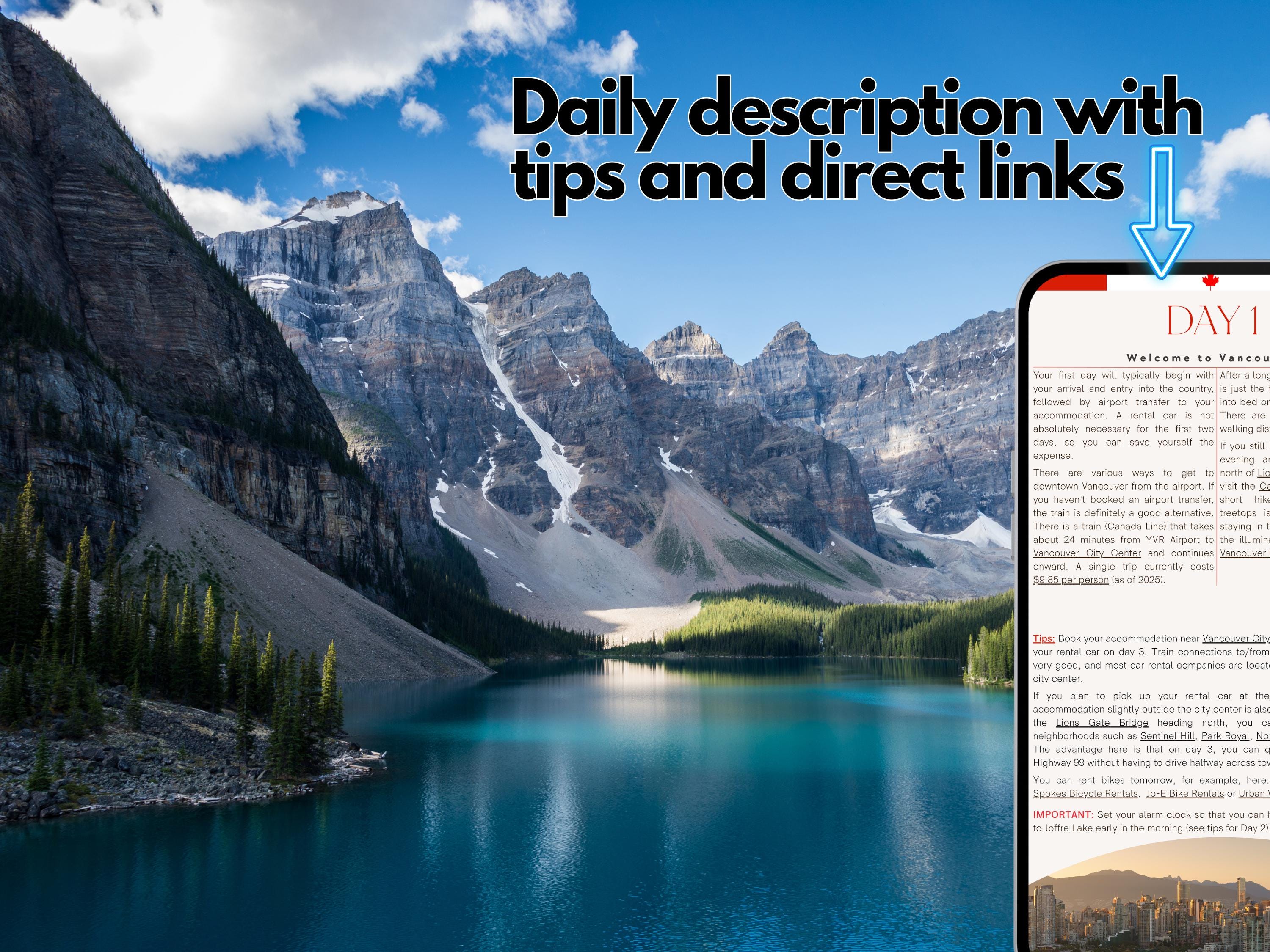Itinerary for Canada (british Columbia, Alberta) // Digital Download ...