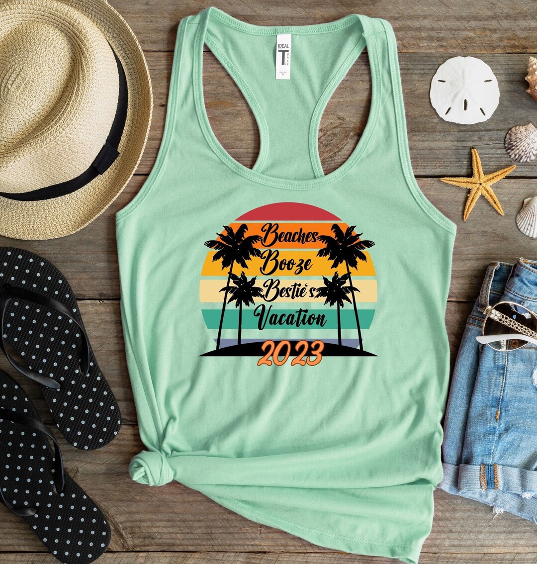 Girls Trip 2024 Tank Top, Beaches Besties Booze Shirt, Matching Girls ...