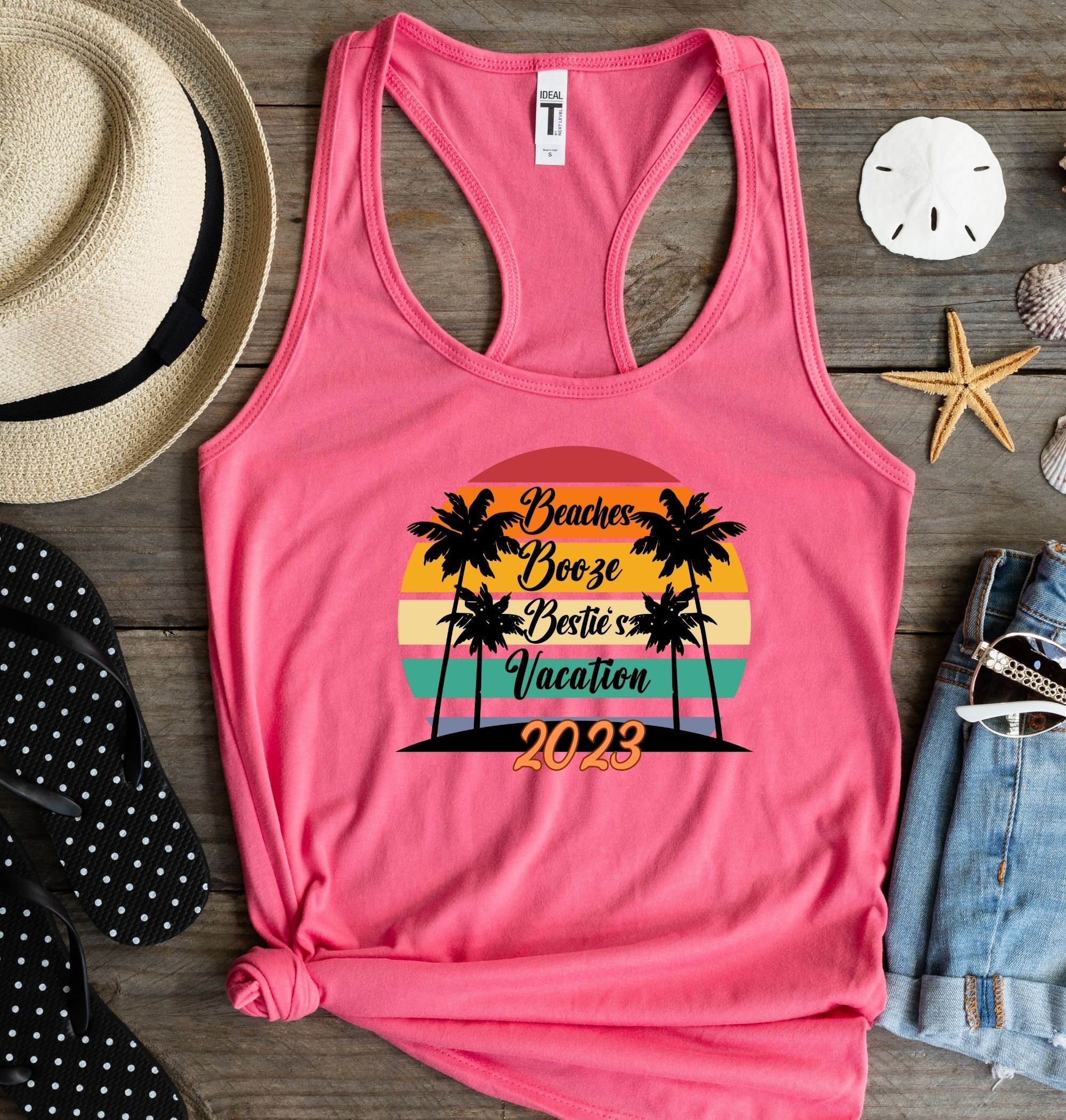 Girls Trip 2024 Tank Top, Beaches Besties Booze Shirt, Matching Girls ...