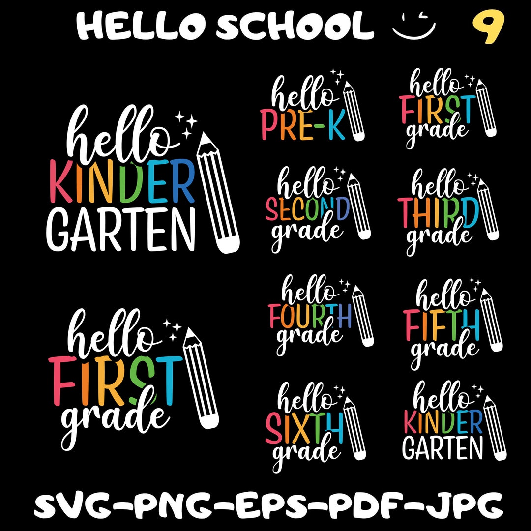 Hello School SVG Bundle, Back to School SVG, Teacher Svg, School ...