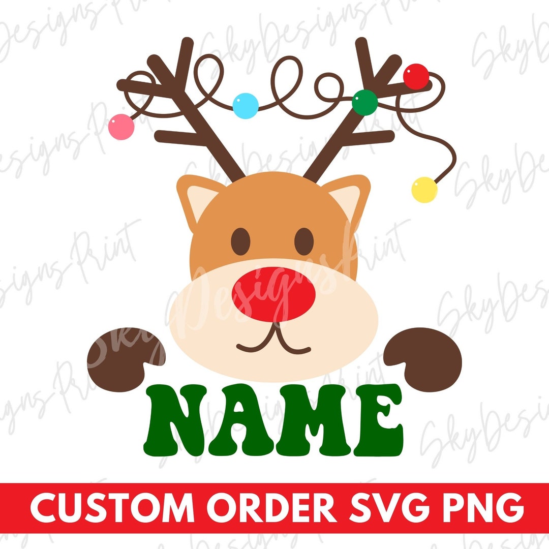 Custom Christmas Reindeer Name SVG PNG, Custom Reindeer Christmas Text ...