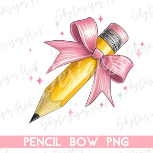 Teacher Pencil Coquette Bow PNG, Custom Teacher Name, Teacher Coquette ...