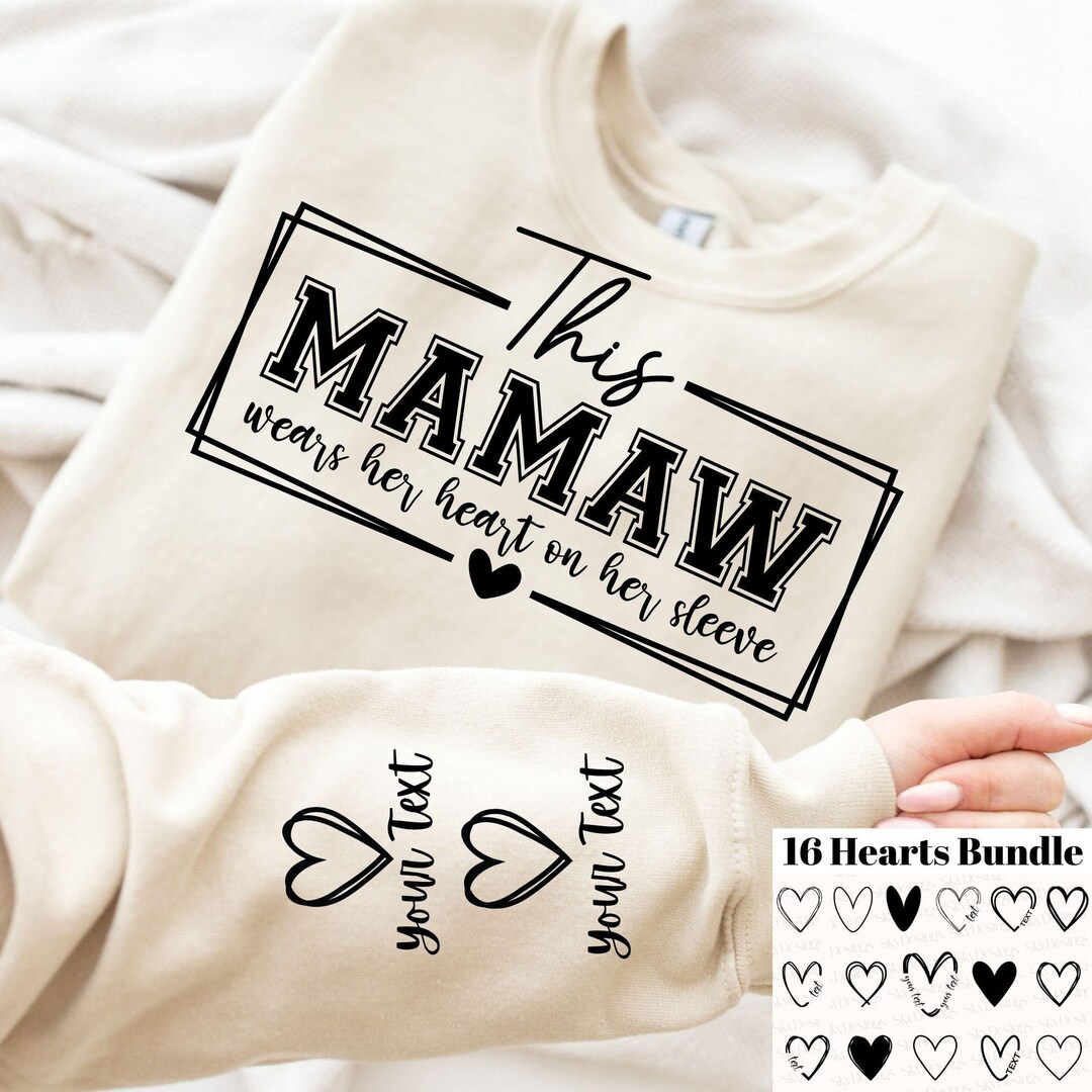 This Mamaw Wears Her Heart on Her Sleeve SVG, Personalized Mamaw, Mamaw ...