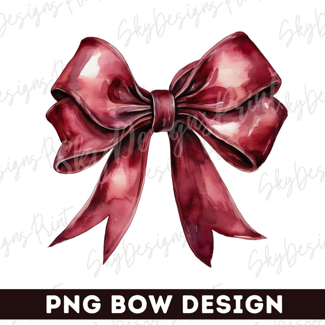 Coquette Maroon Bow PNG, Coquette Bow PNG, Maroon Bow Png, Watercolor ...
