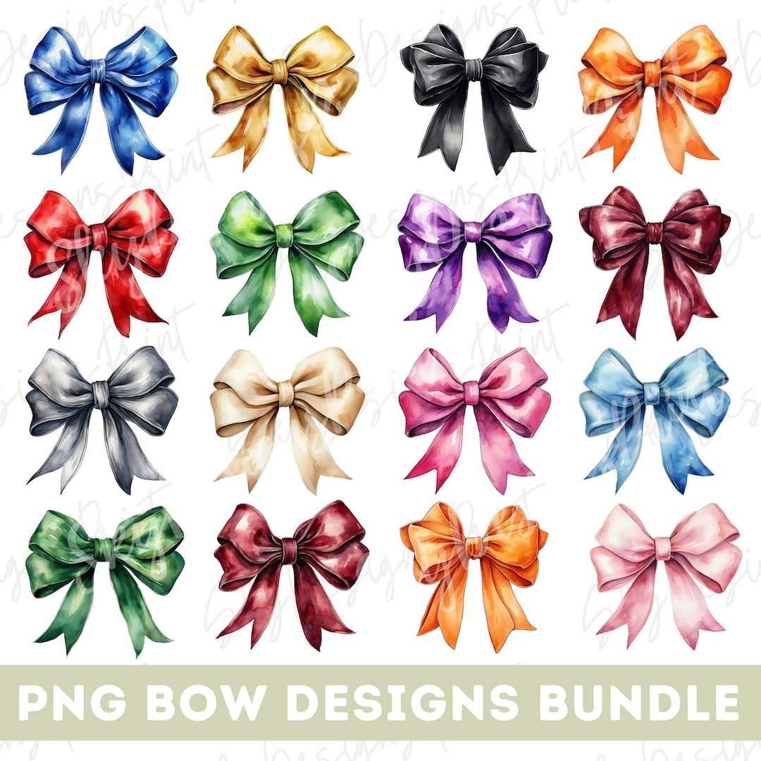 Coquette Bow PNG Bundle, Watercolor Bow Bundle PNG, Coquette Bows Png ...