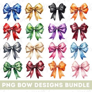 Coquette Bow PNG Bundle, Watercolor Bow Bundle PNG, Coquette Bows Png ...