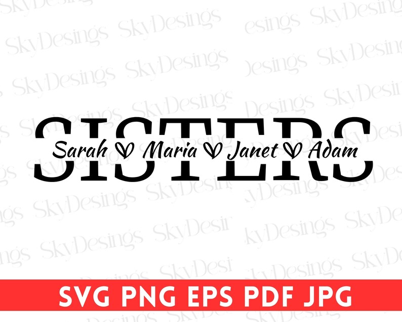 Sister SVG, Sister Split Name Frame Svg, Sisters Svg, Sibling Svg ...